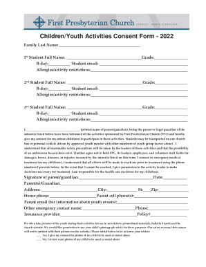 Fillable Online Consent Form For Children's Activities - Fill Online ...