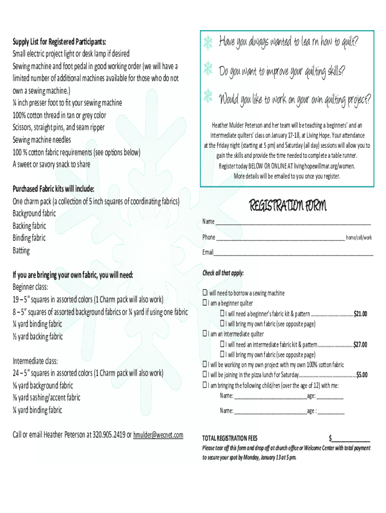 Fillable Online REGISTRATION FORM Have you always wanted to lea rn ...