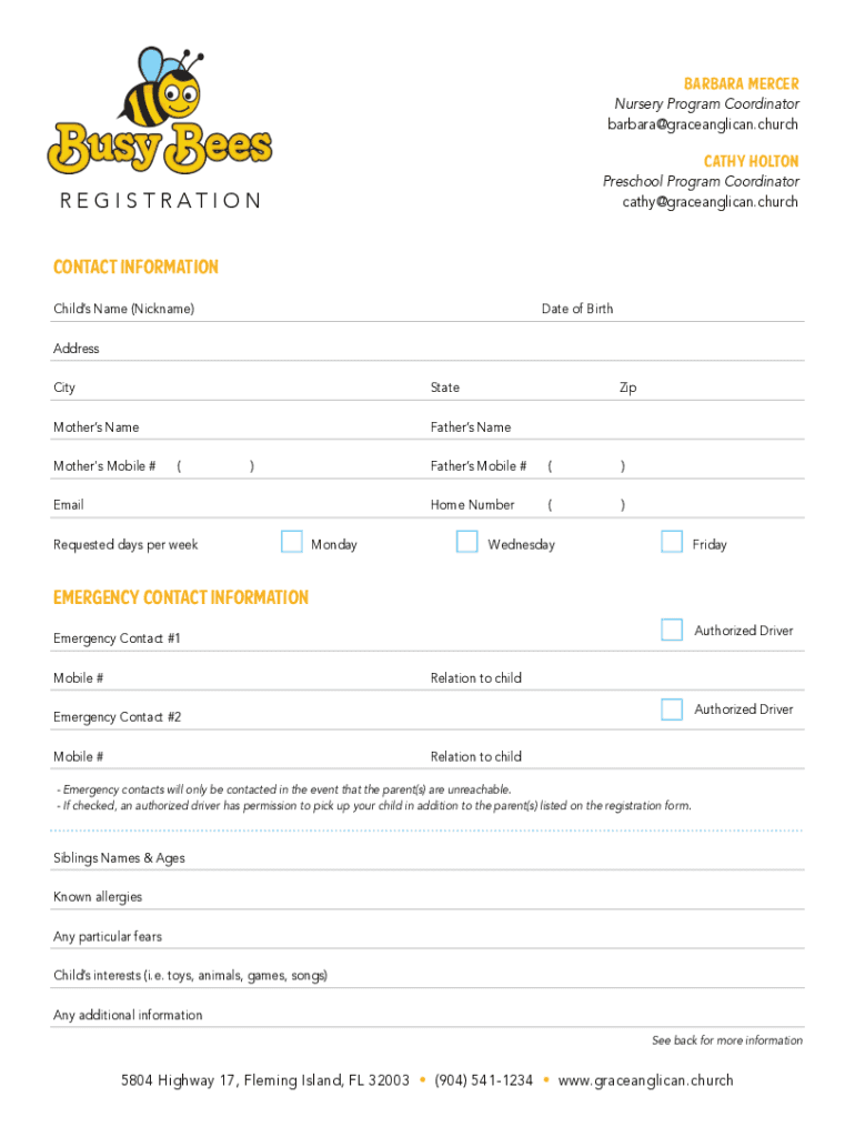 Fillable Online Extending Christ's Grace to All Grace Anglican Church Fax Email Print - pdfFiller