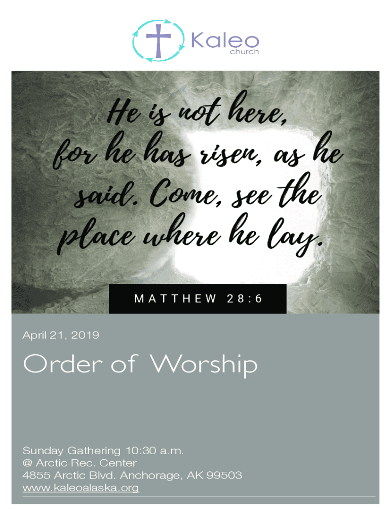 Fillable Online Kaleo Church: Anchorage, AK Jesus Rises from the Grave ...
