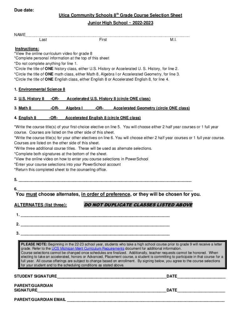 Fillable Online cdn5-ss9.sharpschool.comUserFilesServersUtica Community Schools 8th Grade Course ...