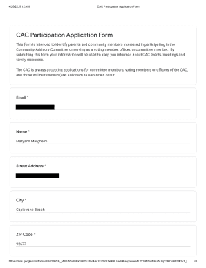 Fillable Online CAC Pa icipation Application Form Fax Email Print ...