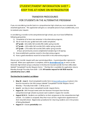Fillable Online STUDENT/PARENT INFORMATION SHEET Fax Email Print ...