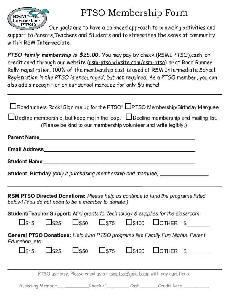 Fillable Online godwinptso.comshopptso-membershipPTSO Membership ...