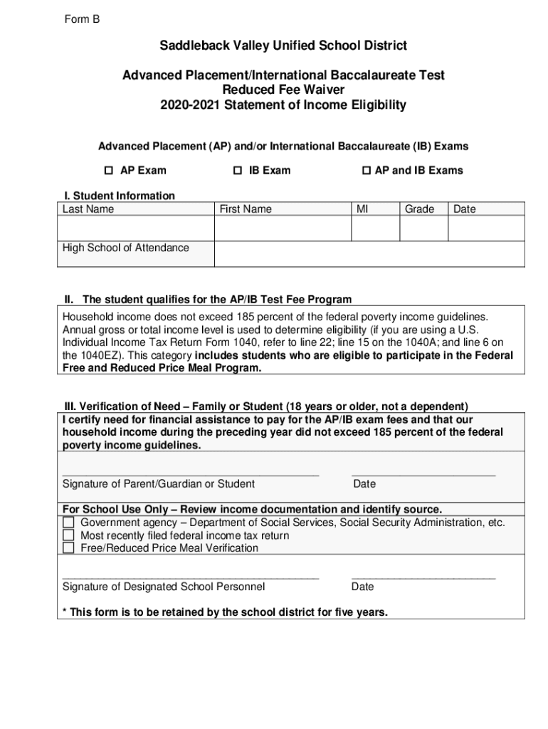 Fillable Online Get the free Sample Tests - Saddleback Valley Unified ...