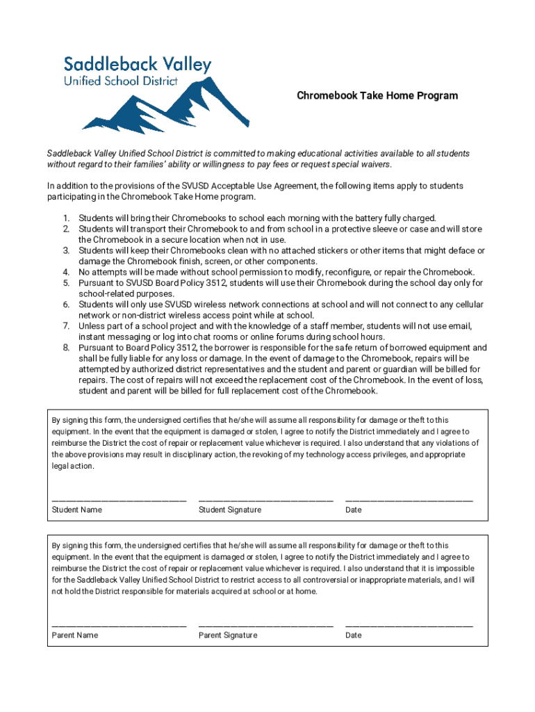 Fillable Online Chromebook Take Home Program - Pierce Joint Unified ...