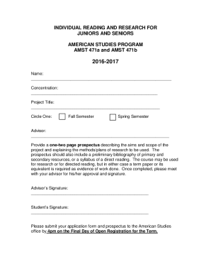 Fillable Online americanstudies yale Senior Essay Prospectus Form ...