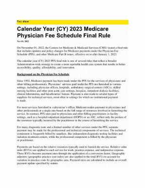 Fillable Online Calendar Year (CY) 2023 Medicare Physician Fee Schedule Final Rule ... Fax Email ...