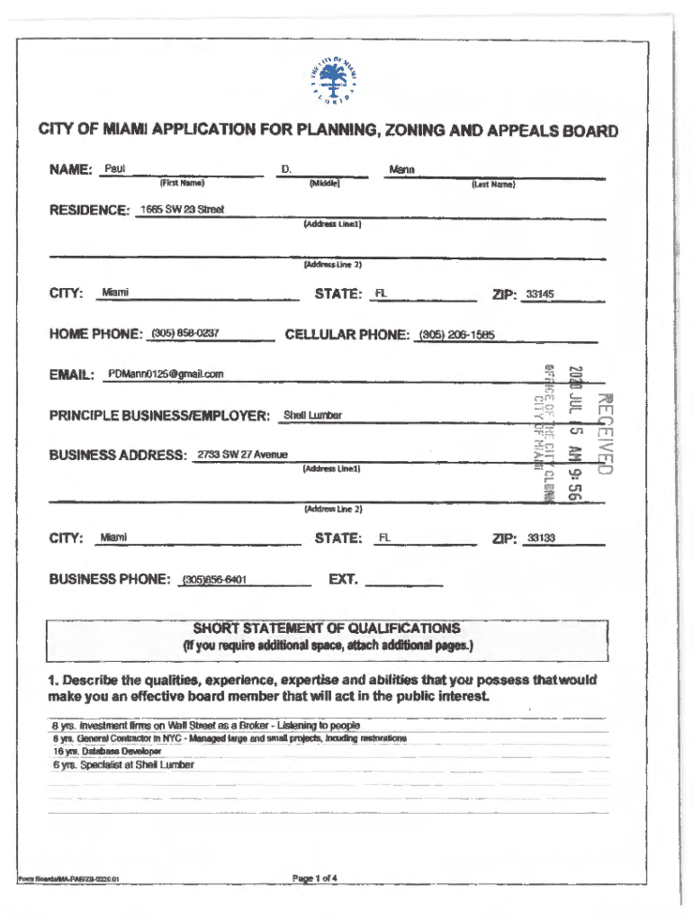 Fillable Online archive.miamigov.comCityClerkDocsCITY OF MIAMI APPLICATION FOR PLANNING, ZONING ...