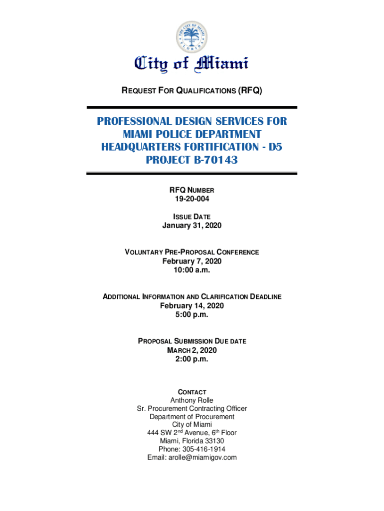 Fillable Online request for qualifications (rfq) - professional design services ... - Miami Fax ...