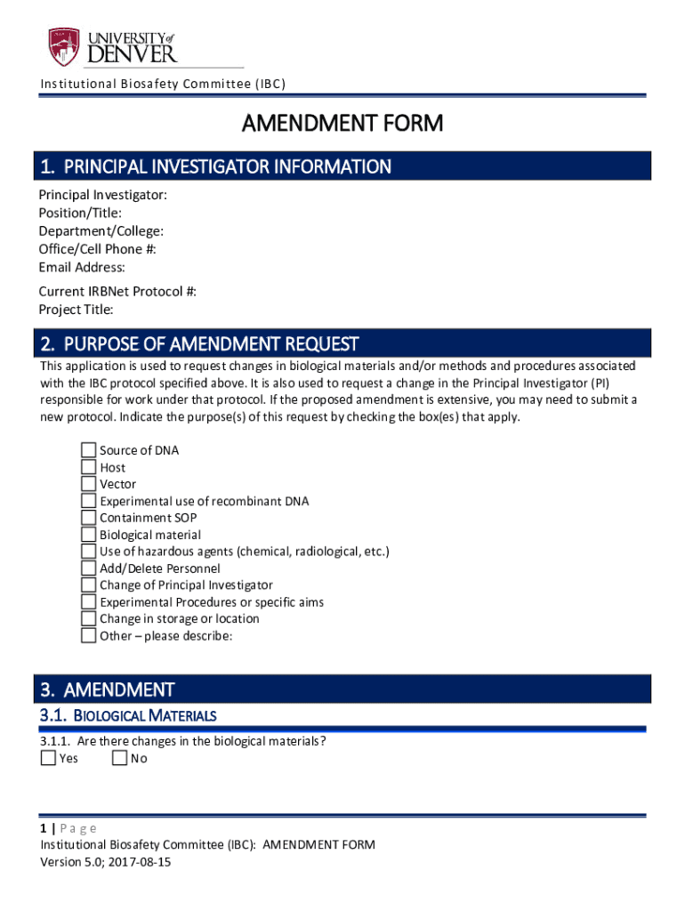 Fillable Online AMENDMENT FORM Fax Email Print - pdfFiller