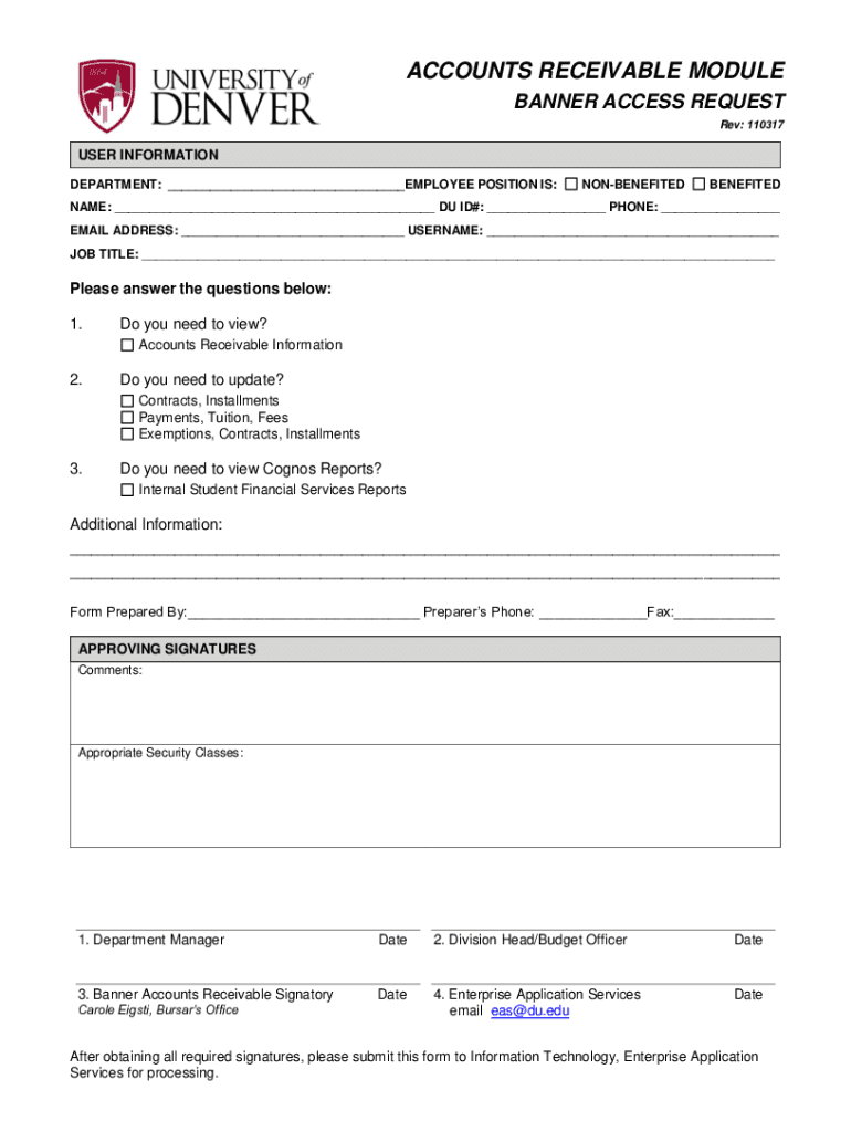 Fillable Online Banner AR (Accounts Receivable) Authorization ...