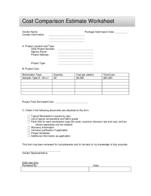 Fillable Online Cost Comparison Estimate Worksheet Fax Email Print ...