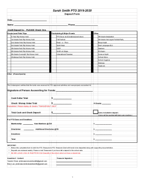 Fillable Online Pto Deposit Form - Fill Out and Sign Printable PDF ...