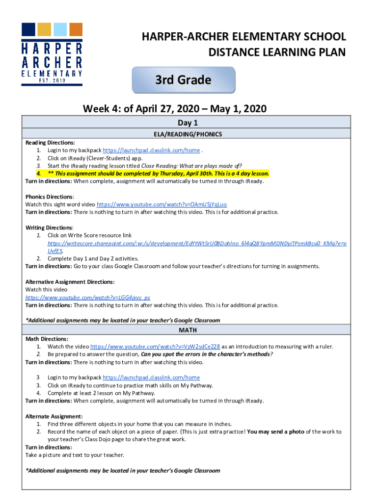 Fillable Online Free Digital Distance Learning Activities for 4th and 5th Grade Fax Email Print ...