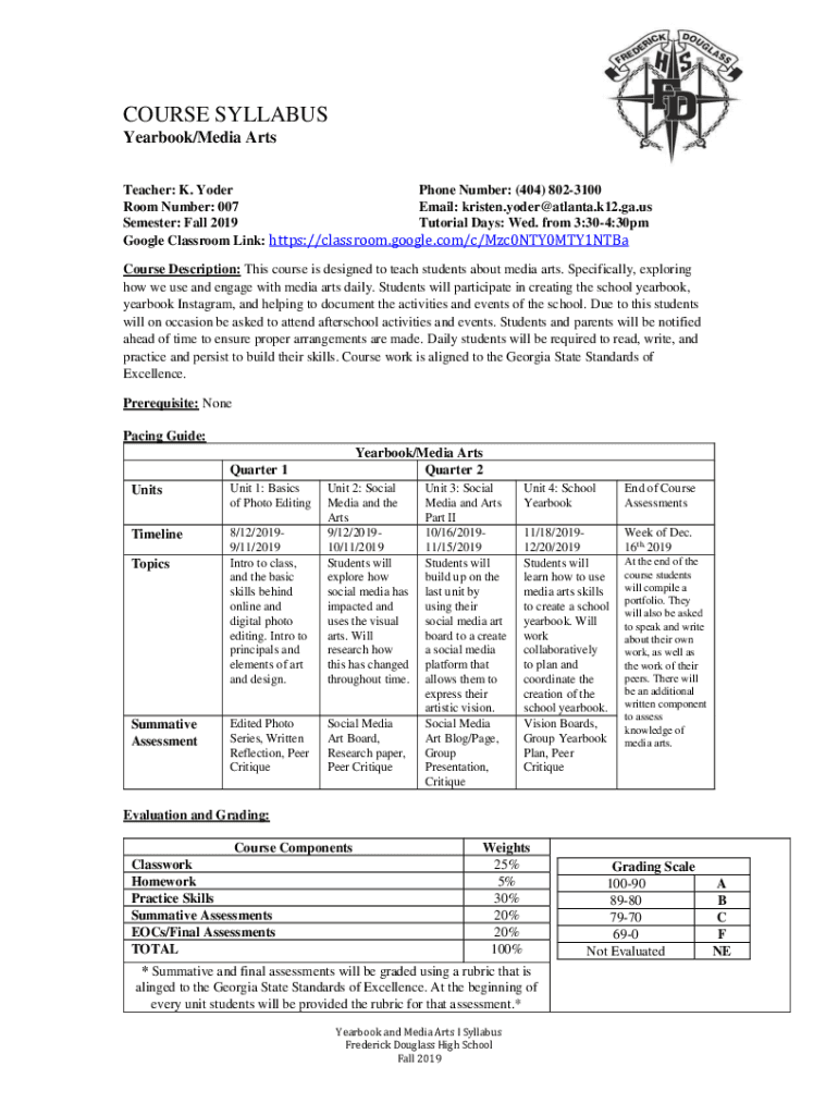Fillable Online Digital Media Arts Syllabus - red oak high art ...
