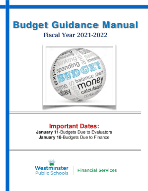 Fillable Online Budget Guidance Manual - westminsterpublicschools.org ...