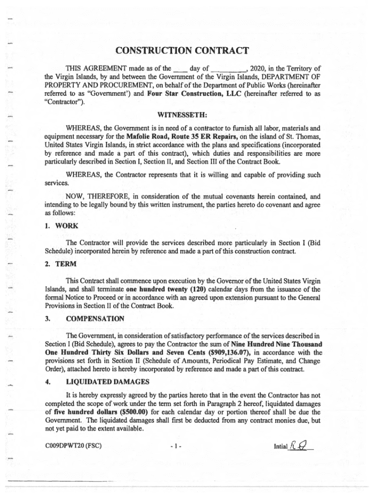 Fillable Online CONSTRUCTION AGREEMENT.docx - CONSTRUCTION SERVICE ...