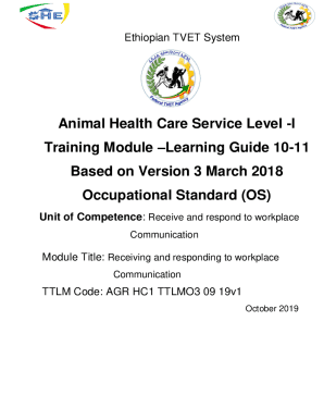 Fillable Online Animal Health Care Service Level -I Training Module Fax ...