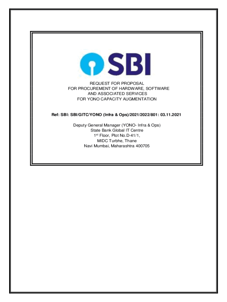 Fillable Online REQUEST FOR PROPOSAL FOR PROCUREMENT OF HARDWARE ...