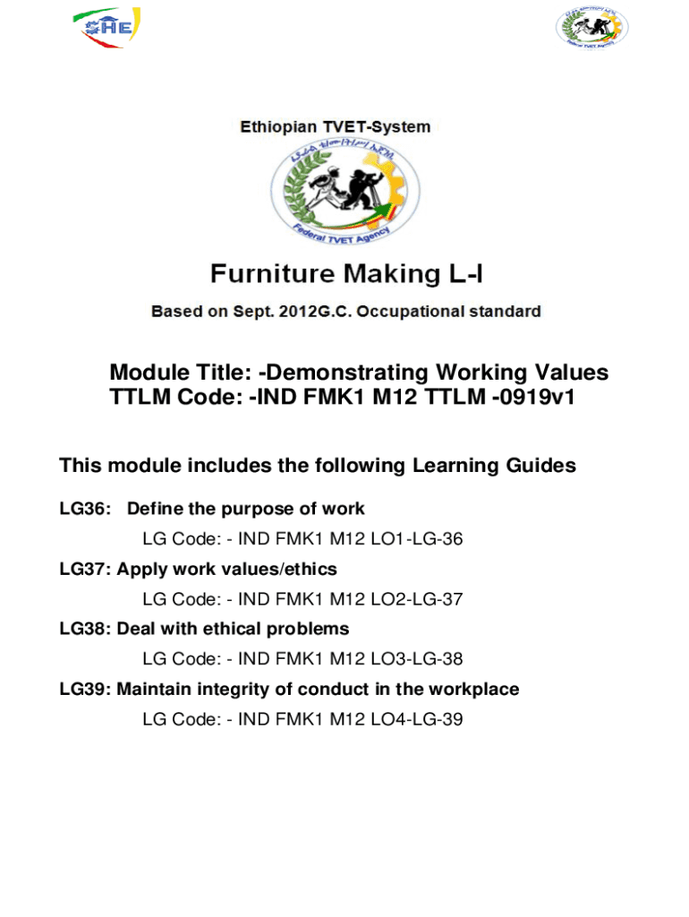 Fillable Online Module Title: -Demonstrating Working Values TTLM Code: -IND FMK1 M12 ... Fax ...