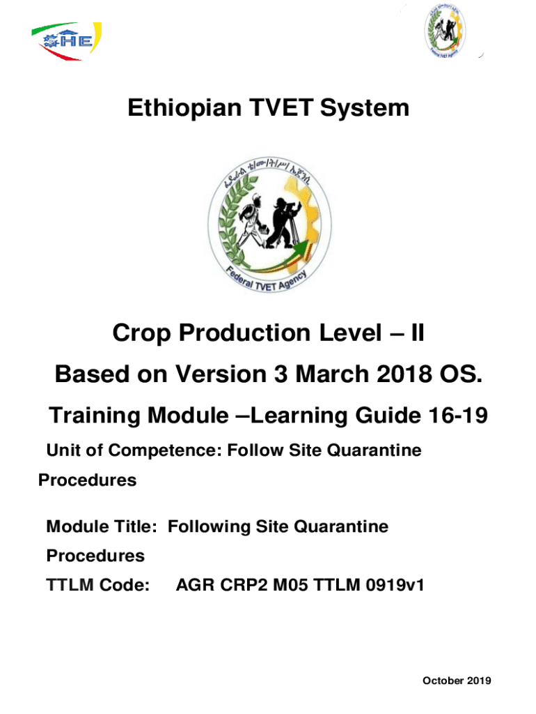 Fillable Online Ethiopian TVET System Crop Production Level II Based on ...