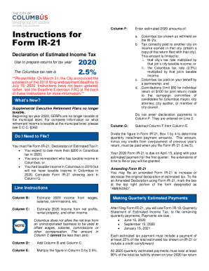 Fillable Online Columbus tax paid on your behalf by Instructions for ...