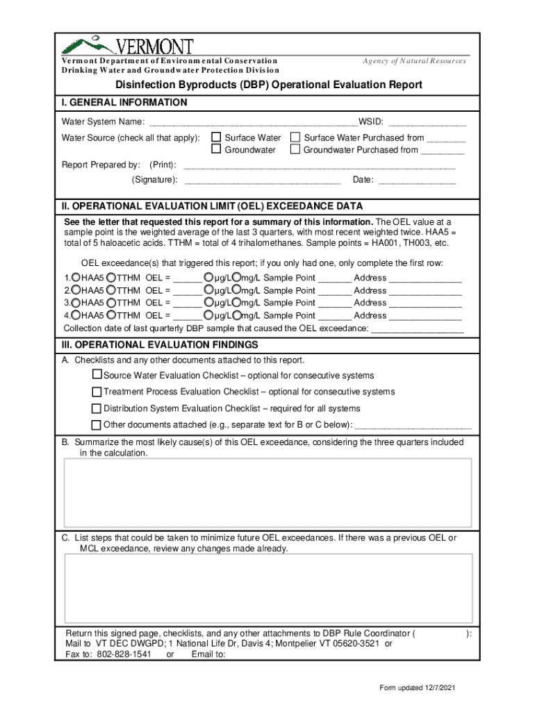 Fillable Online Disinfection Byproducts (DBP) Operational Evaluation ...