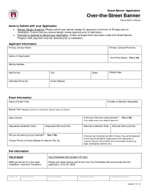 Fillable Online www1.nyc.govhtmlinfrastructureNYC DOT - Street Banner ...