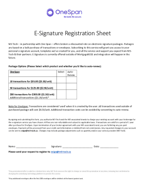 Fillable Online E-Signature Registration Sheet - Webflow Fax Email ...