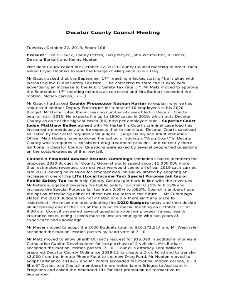 Decatur County Council looking to increase tax rates again Doc Template ...