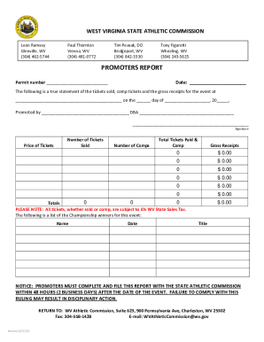 Fillable Online athleticcommission wv Welcome to the State Athletic ...