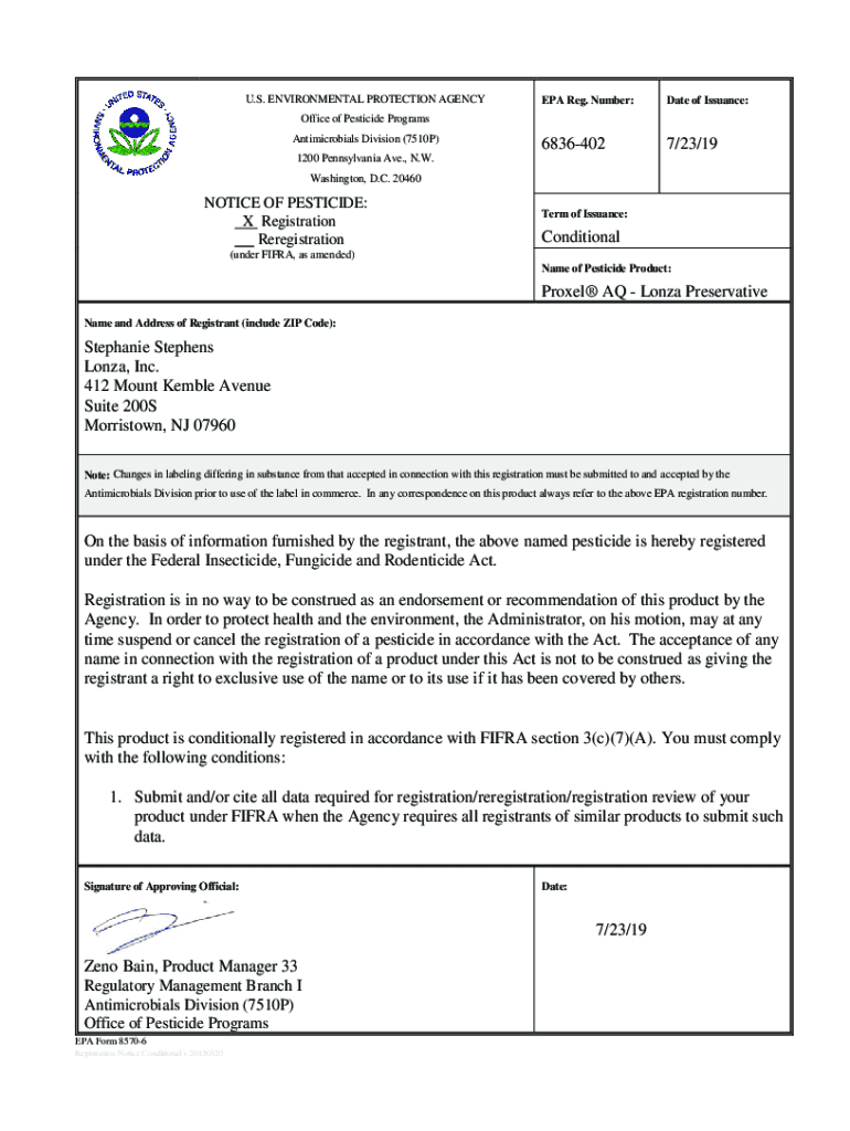 Fillable Online US EPA, Pesticide Product Label, Proxel AQ - Lonza ...