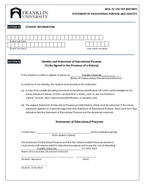 Fillable Online SECTION B: Identity and Statement of Educational ...