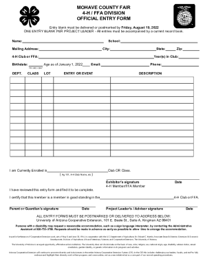 Fillable Online extension arizona Get the free mohave county fair 4-h ...
