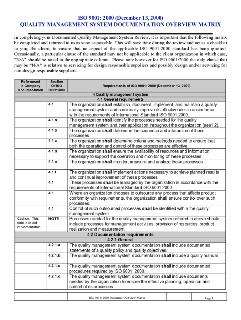 Fillable Online ISO 9001 QMS documentationHow to structure it ...