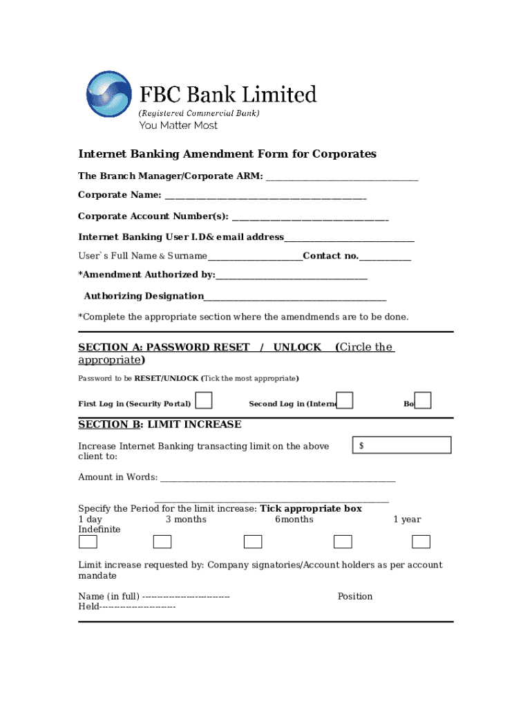 Get Corporate Internet Banking Amendment - US Legal s Doc Template | pdfFiller