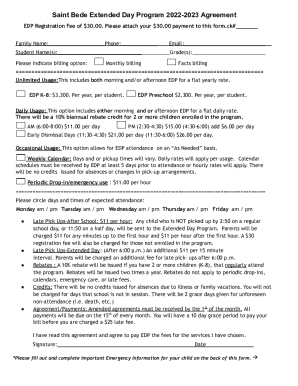 Fillable Online Fillable Online Saint Bede Extended Day Program 2021 ...