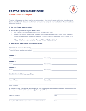 Fillable Online Fillable Online Tuition Assistance Program - Pastor ...