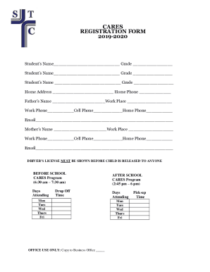 Fillable Online CARES REGISTRATION FORM 2019-2020 - cloudfront.net Fax Email Print - pdfFiller