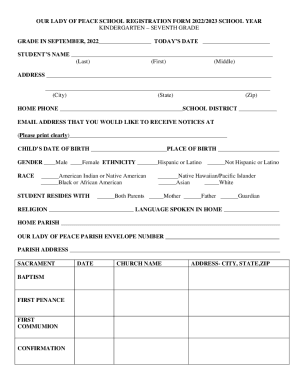 Fillable Online Admission and EnrollmentOur Lady of Peace School Fax ...