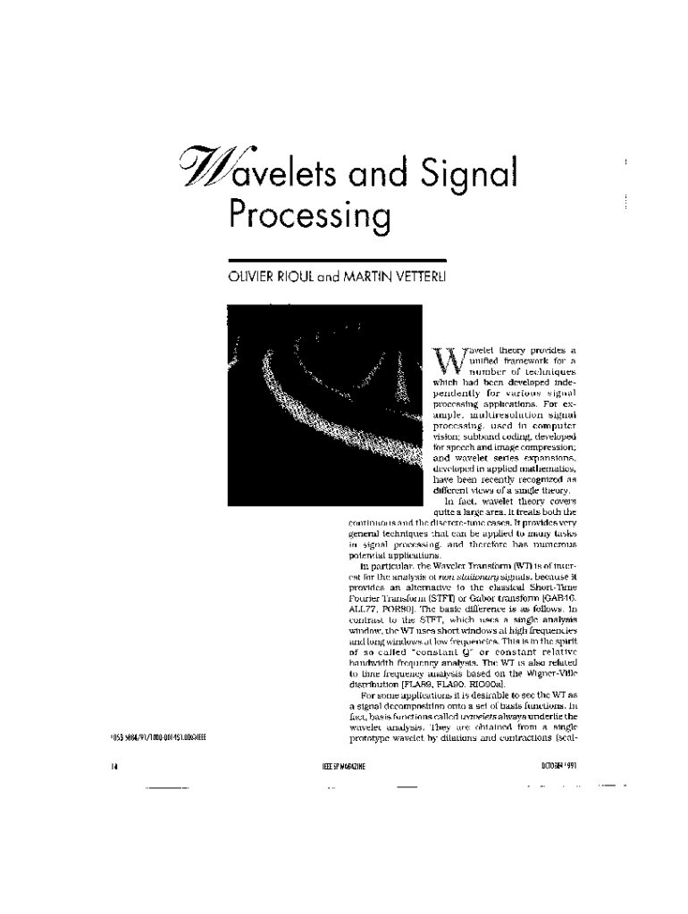 Fillable Online Inst Eecs Berkeley Wavelets And Signal Processing