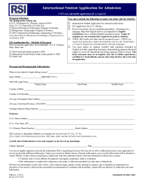 Fillable Online Fillable Online International Student Application for Admission A $25 ... Fax ...