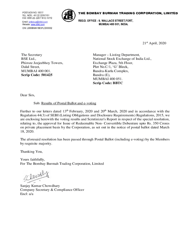 Fillable Online The Bombay Burmah Trading Corporation, Limited The ...