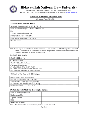 Fillable Online hnlu ac Admission withdrawal form Fax Email Print ...