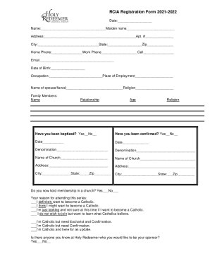 Fillable Online RCIA Registration Form 2021-2022 Fax Email Print ...