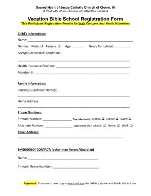 Fillable Online Vacation Bible School Registration Form - Amazon AWS ...