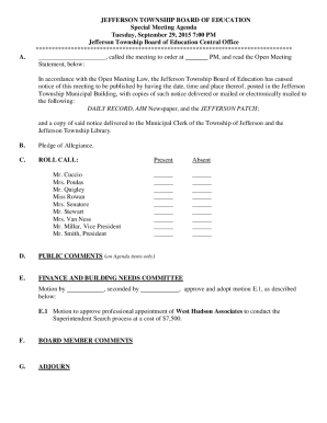 Fillable Online HIGH SCHOOL JEFFERSON TOWNSHIP Fax Email Print - pdfFiller
