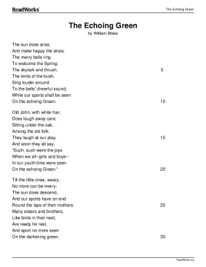 Fillable Online The Ecchoing Green by William Blake - Poemspoets.org Fax Email Print - pdfFiller