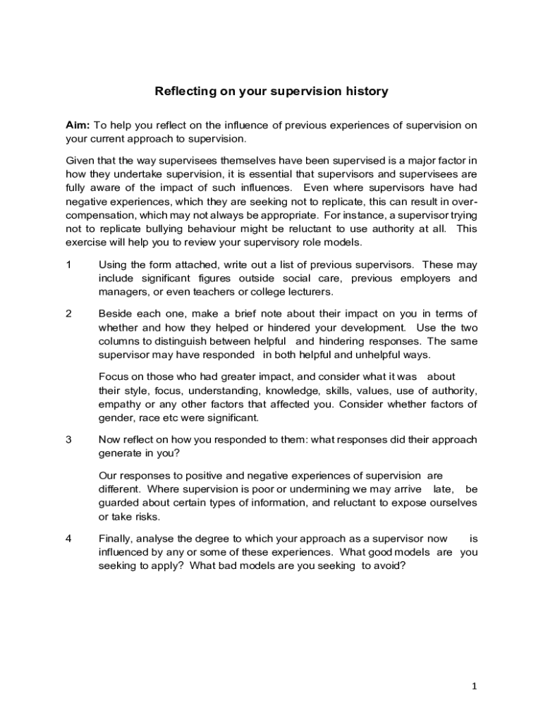 Fillable Online Reflective SupervisionECLKCReflection On The Role Of ...